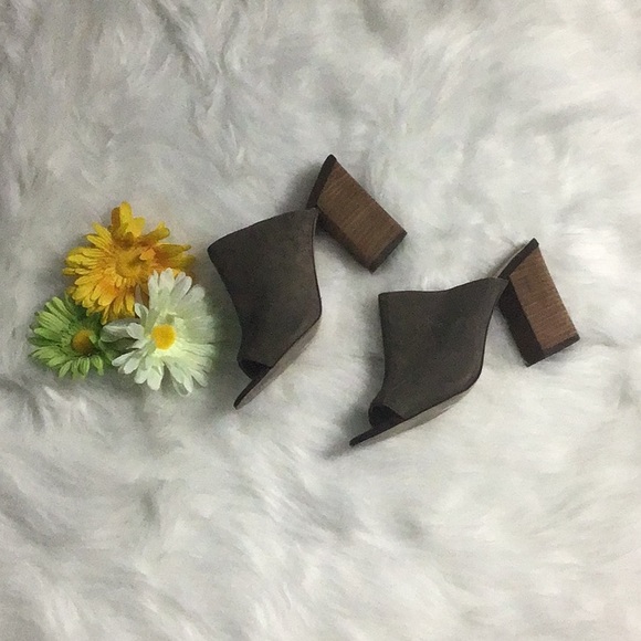 Nine West | Shoes | Nine West Suede Open Toe Block Heel Mules | Poshmark